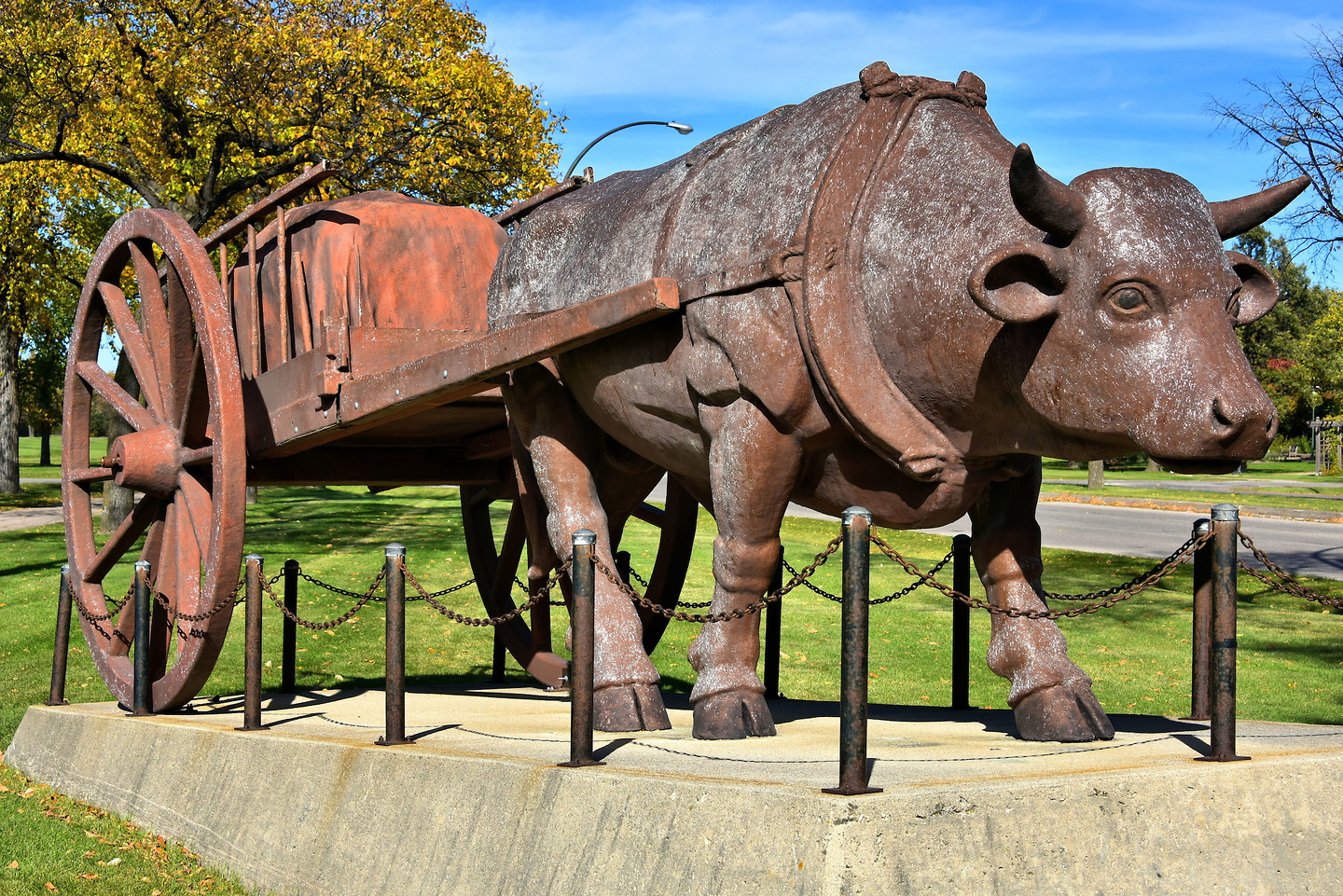 Red River Ox Cart Sculpture in Winnipeg, Canada - Encircle Photos