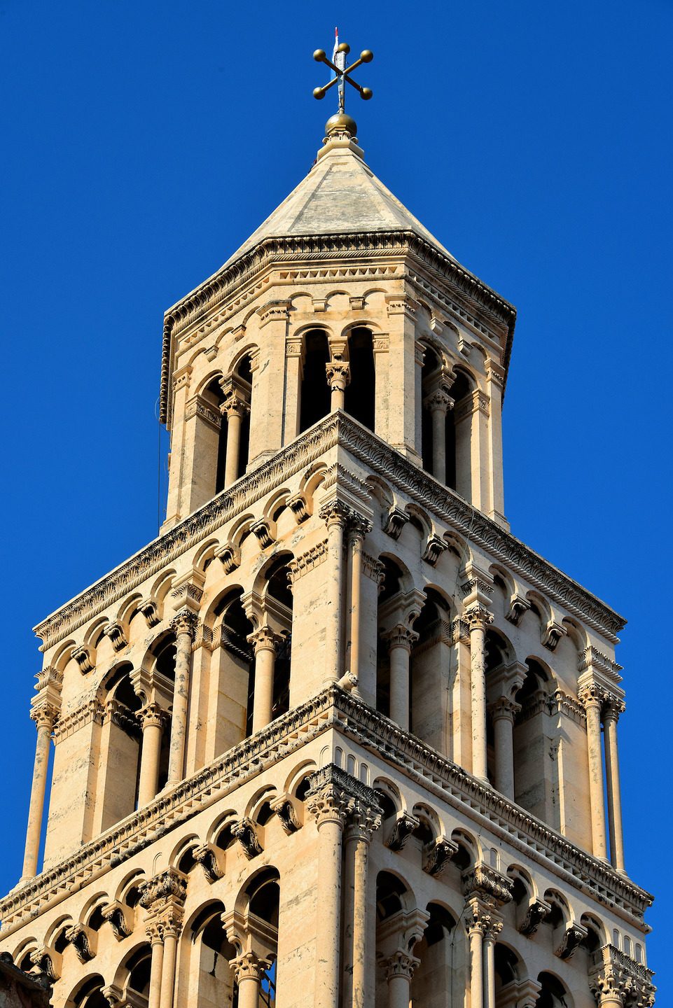 Bell Tower Close Up next to Cathedral of Saint Domnius in Split ...