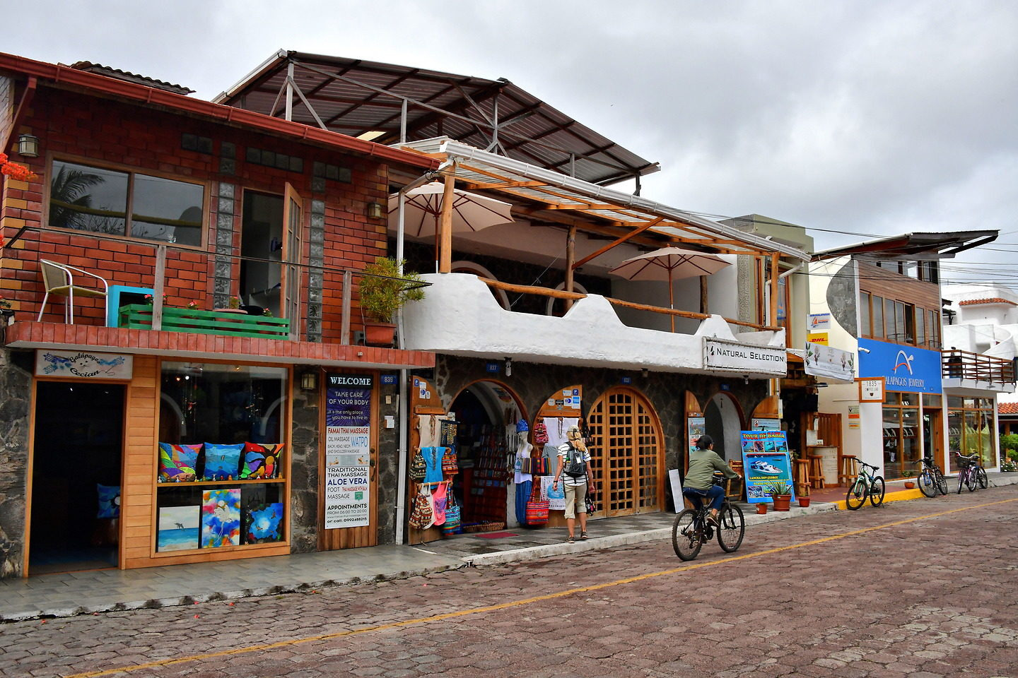 Avenue Charles Darwin in Puerto Ayora on Santa Cruz Island in Galápagos ...