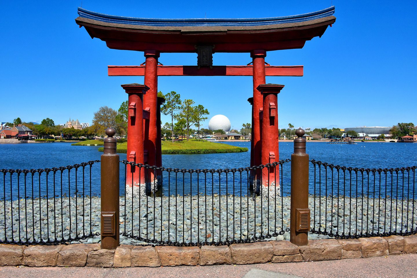 Red Torii Gate in Japan at Epcot in Orlando, Florida - Encircle Photos