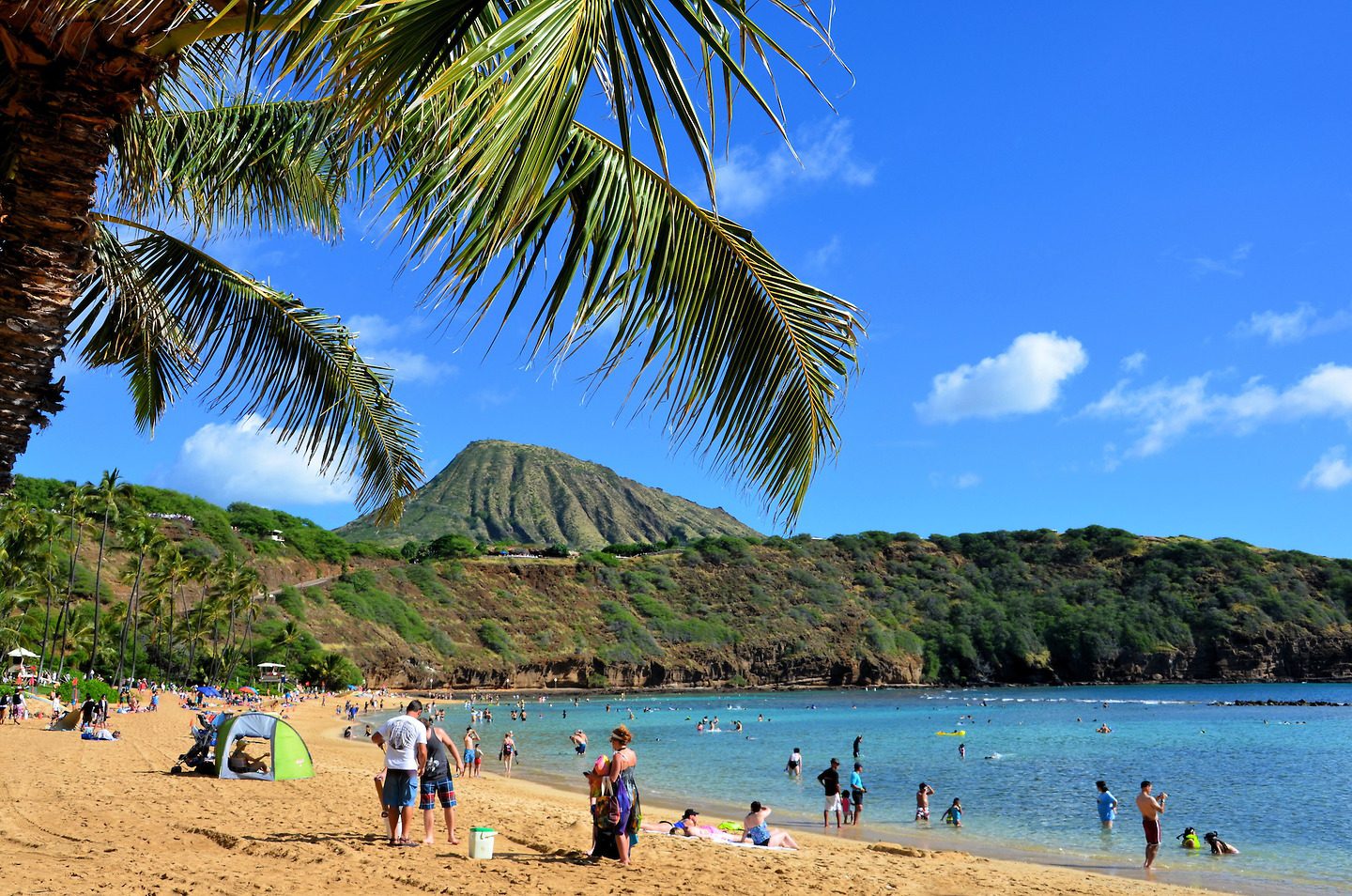 People Enjoying Sandy Beach at Hanauma Bay on O’ahu in Hawaii ...