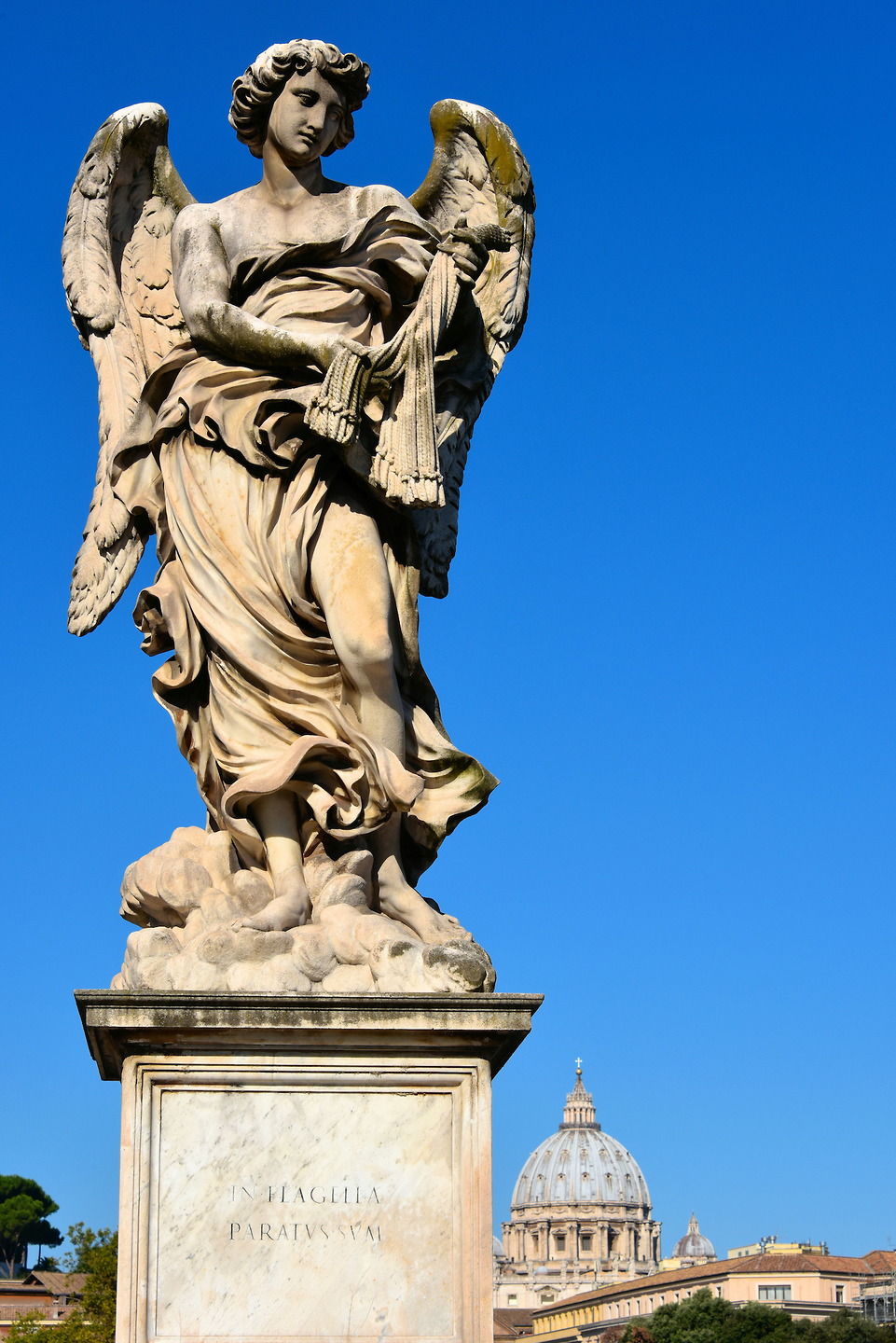 Angel with the Whips Statue on Ponte Sant’Angelo in Rome, Italy ...