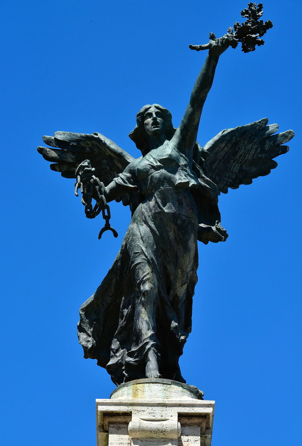 Winged Victory Statue on Ponte Vittorio Emanuele II in Rome, Italy ...