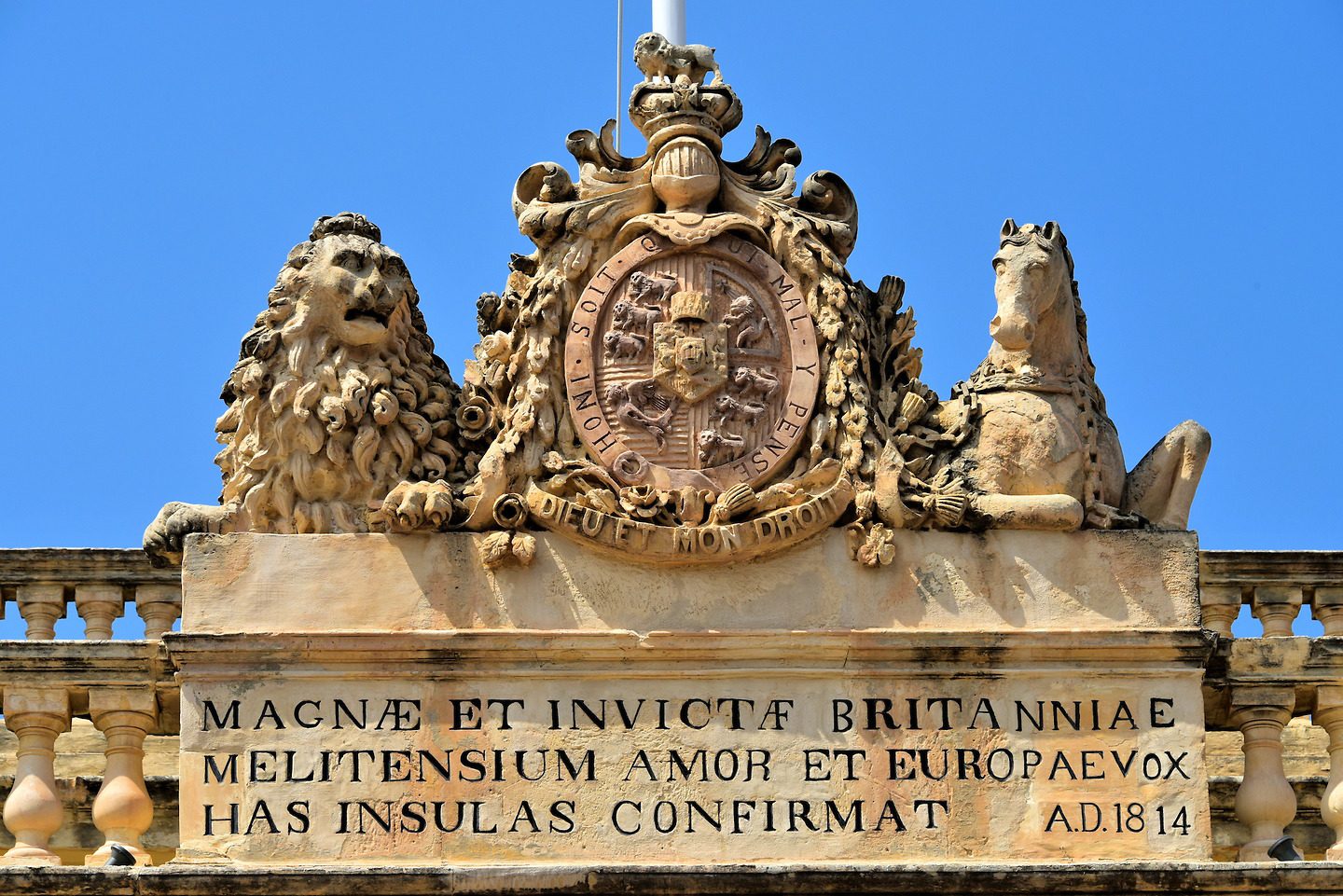 Coat of Arms on Main Guard Portico in Valletta, Malta - Encircle Photos