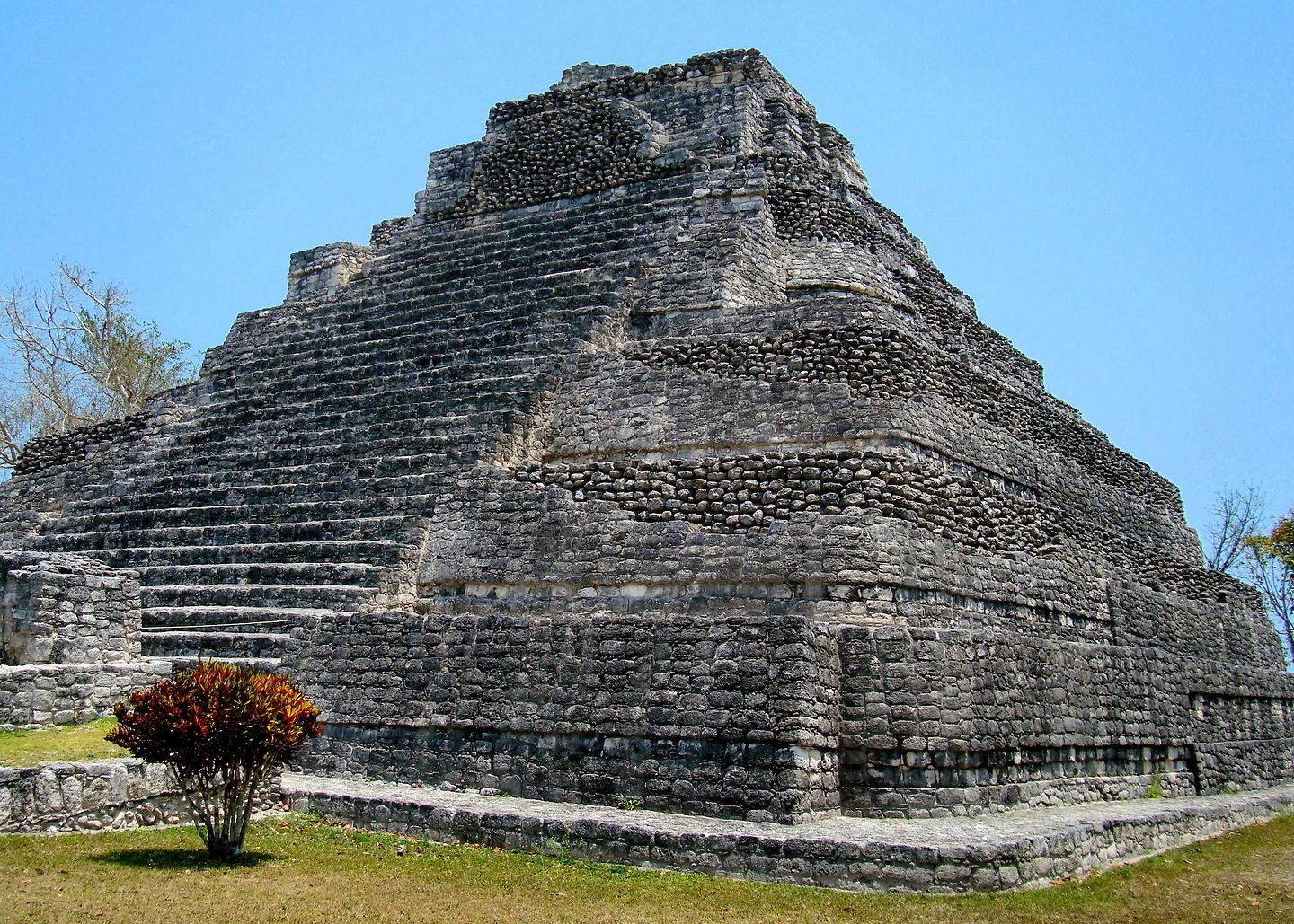 Temple Pyramid at Chacchoben Mayan Ruins near Costa Maya, Mexico ...