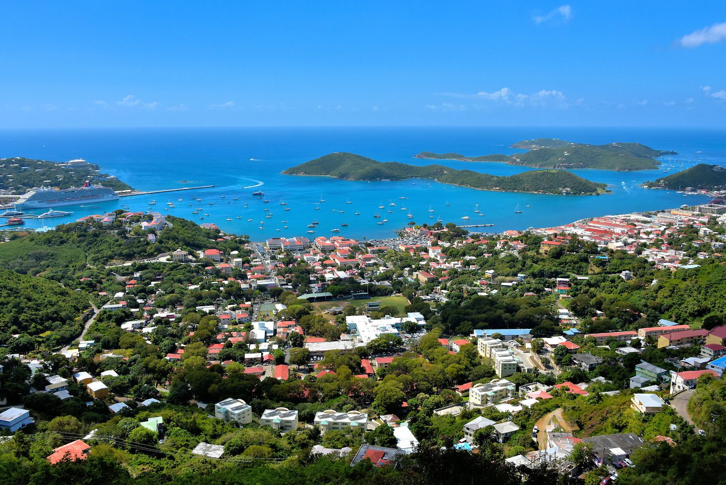 Elevated View of Harbor and Charlotte Amalie, Saint Thomas - Encircle ...