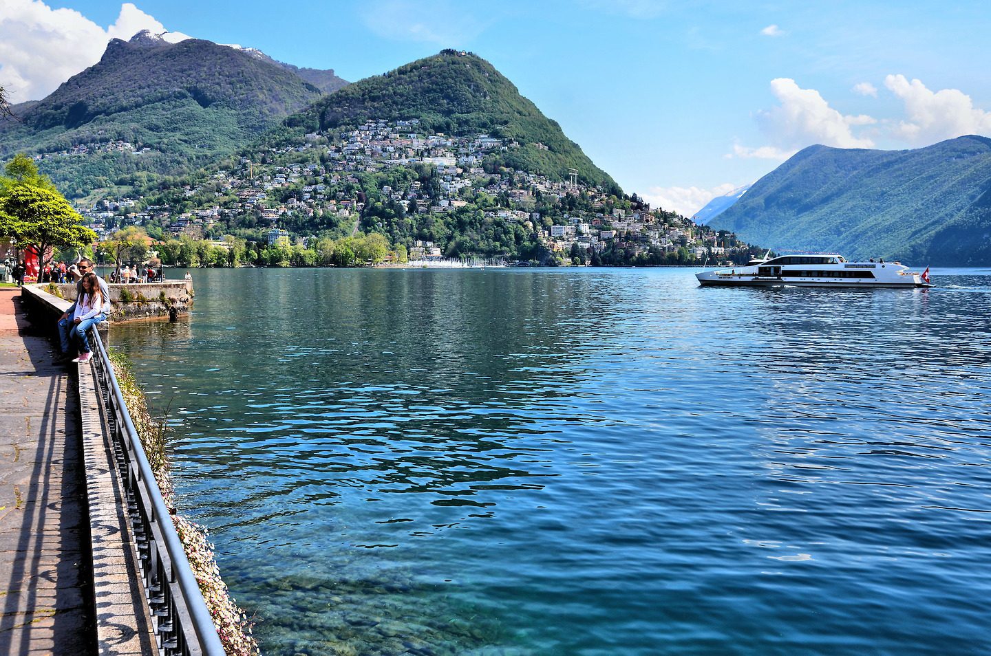 Beauty of Lake Lugano and Alpine Mountains in Lugano, Switzerland ...