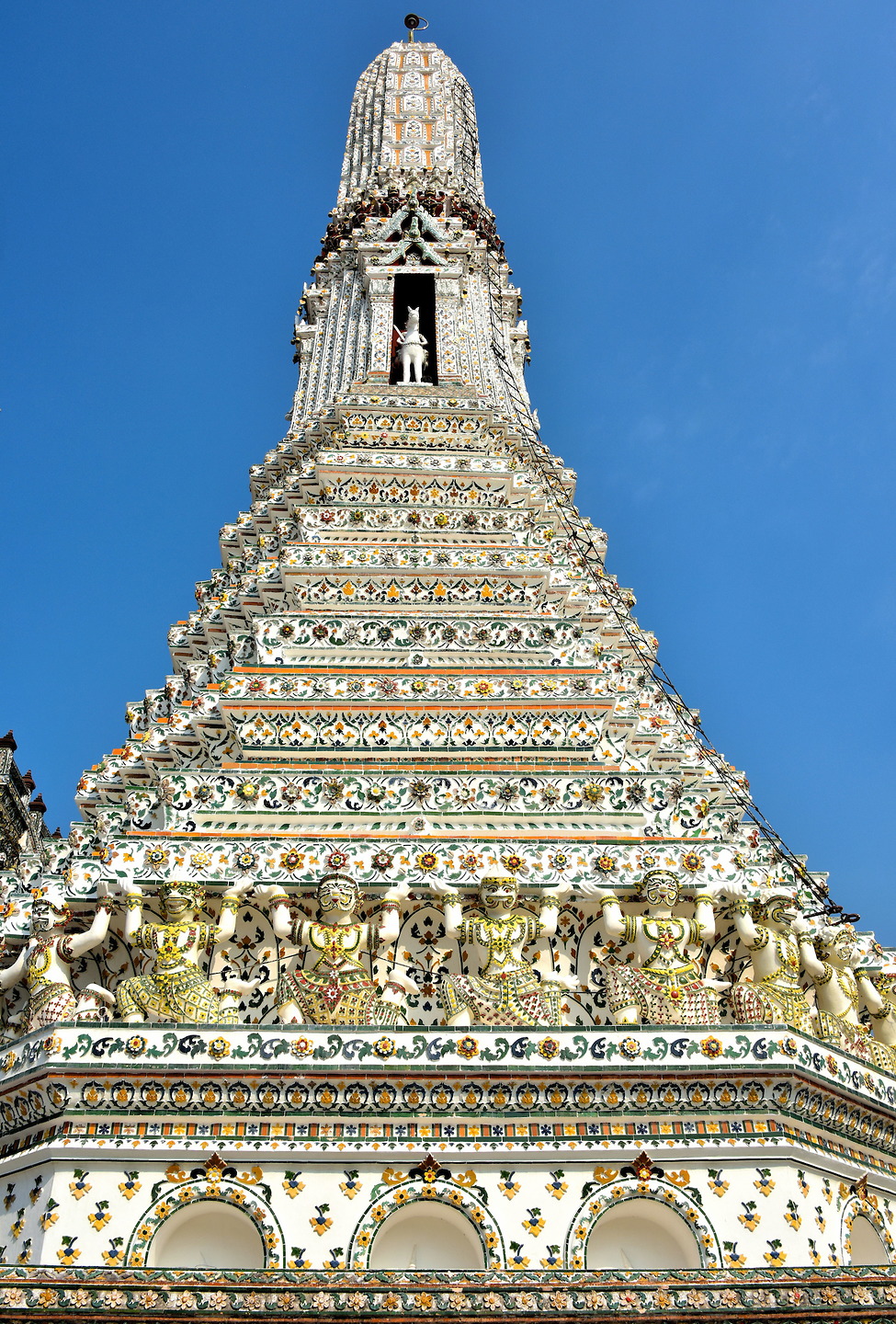 Short Tower around Main Prang at Wat Arun in Bangkok, Thailand ...