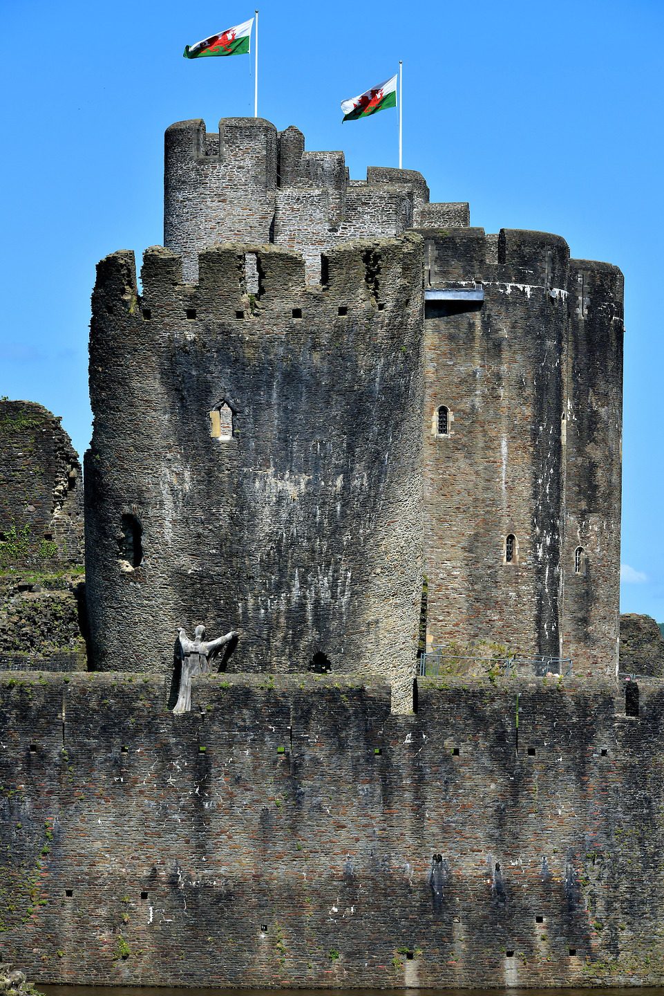 Leaning Southeast Tower at Caerphilly Castle in Caerphilly, Wales ...